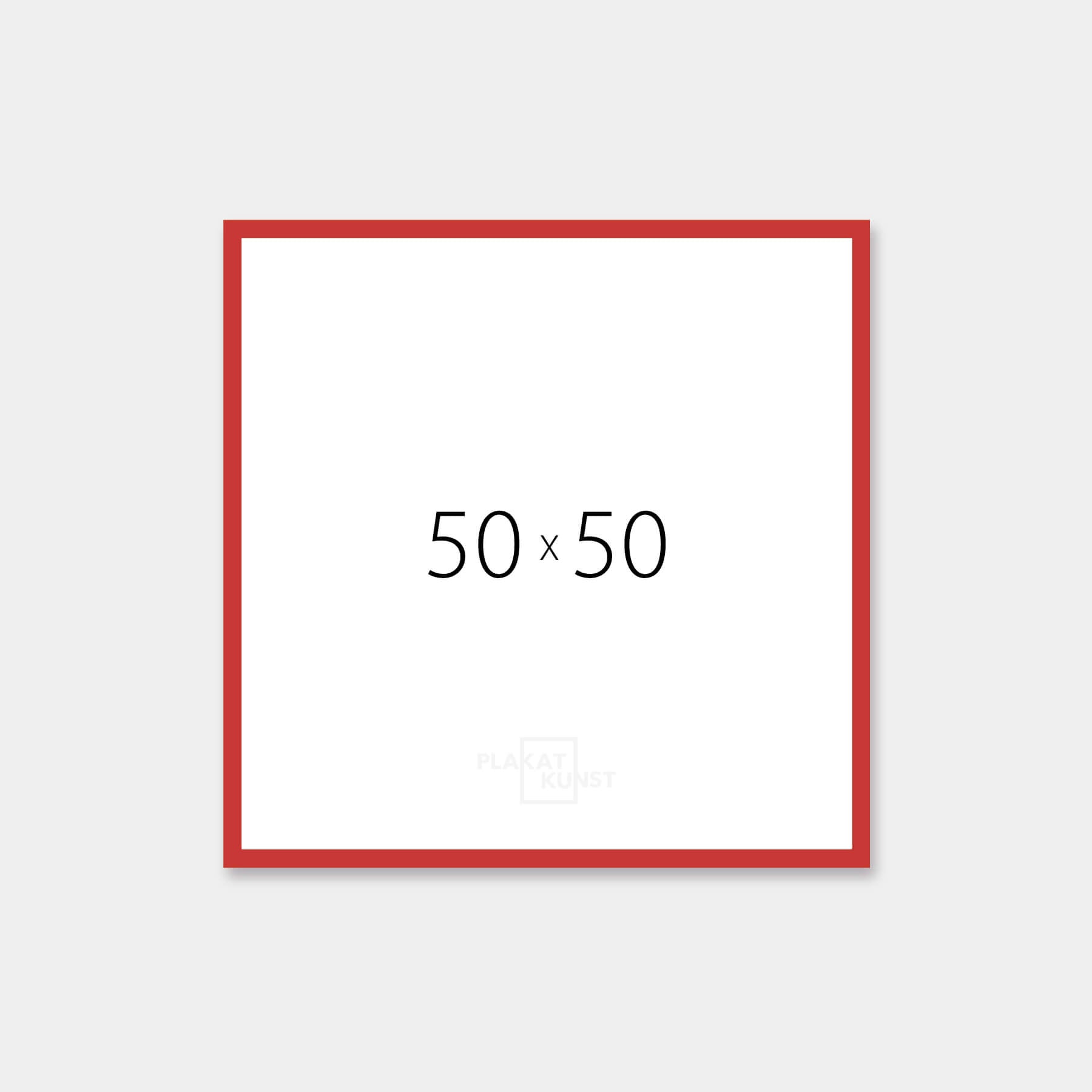 50x50 red wooden picture frame - Narrow | PlakatKunst.com