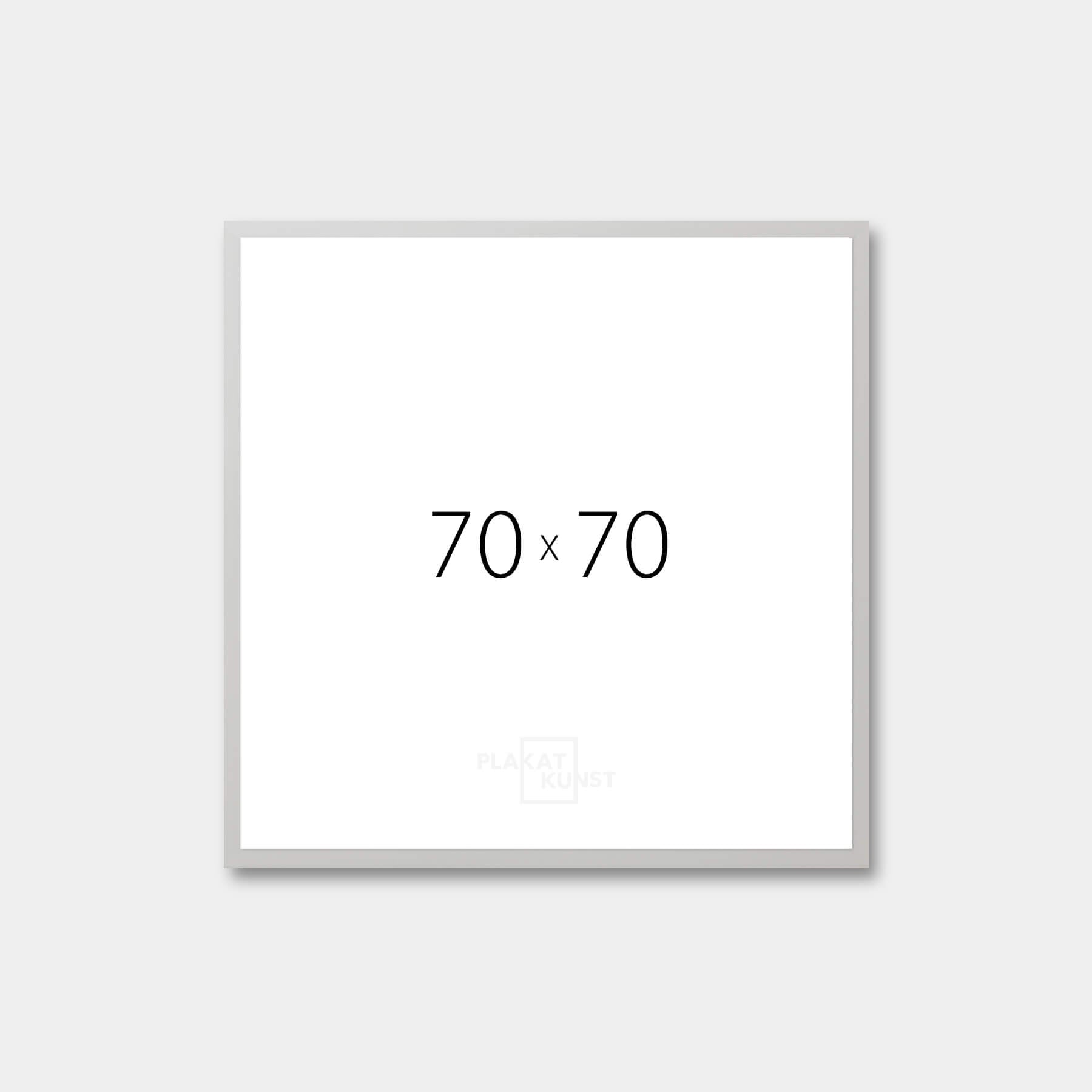 Silver 70×70 cm wooden picture frame - Wide | PlakatKunst.com