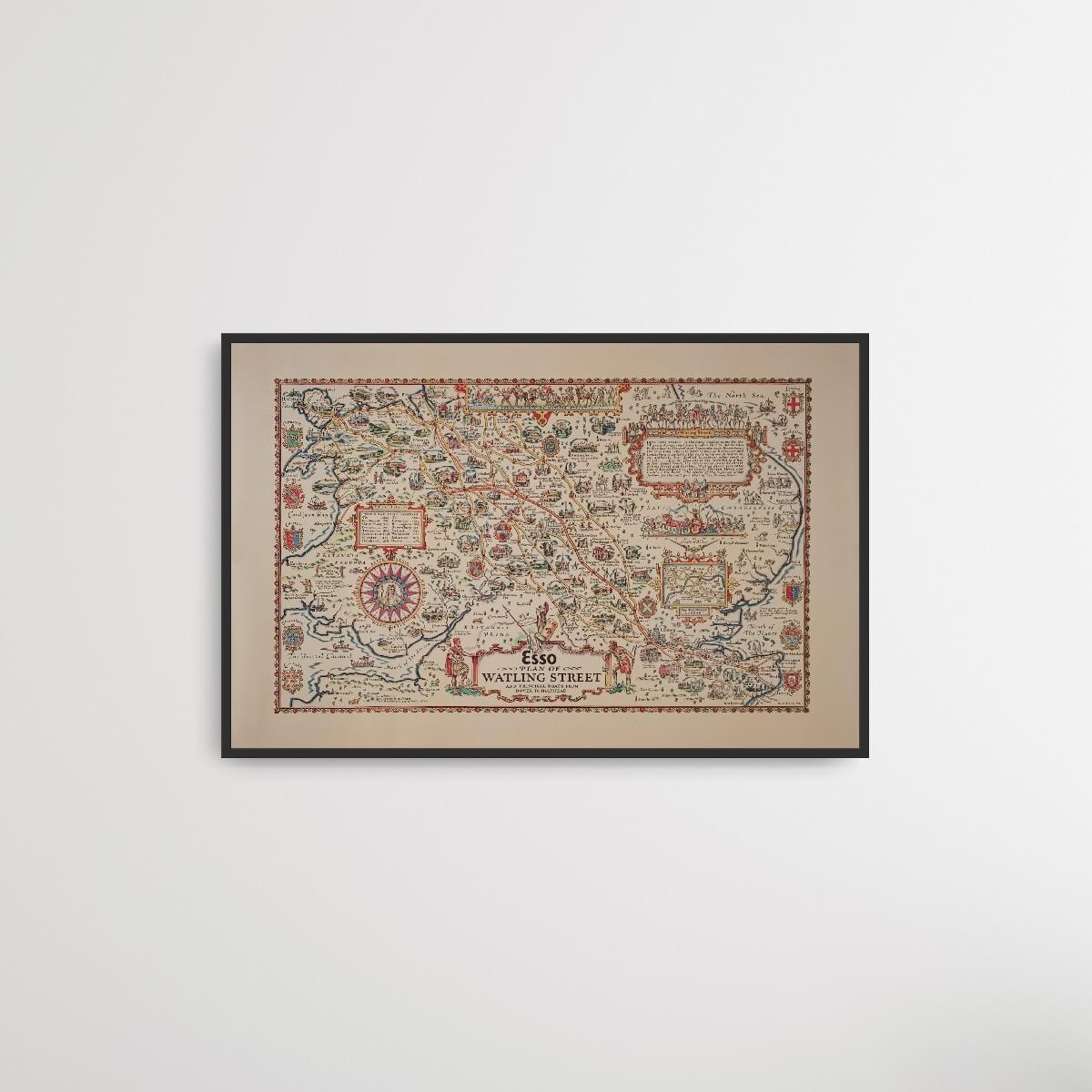 Esso - Plan of Watling Street | Old, original map | PlakatKunst