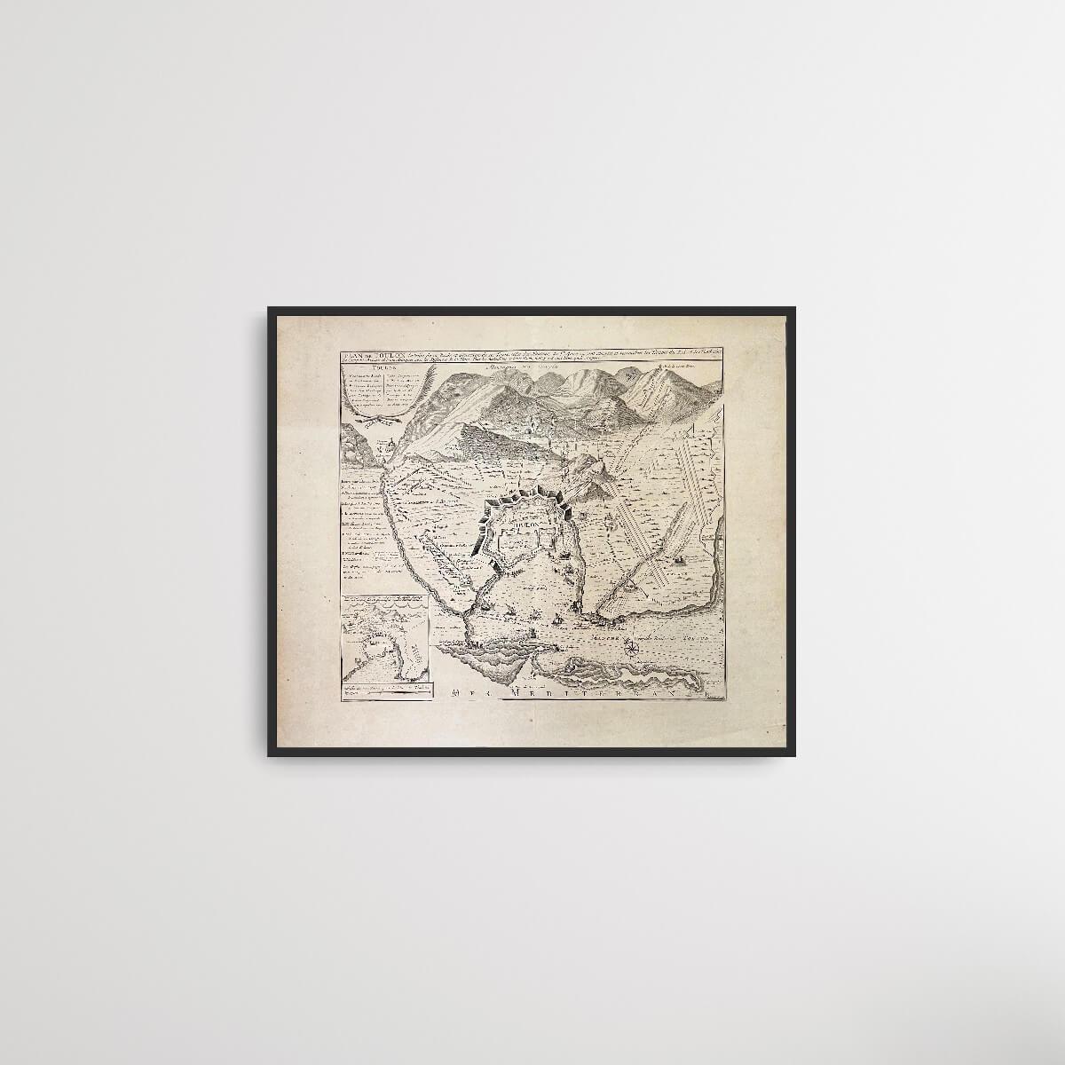 Battle of Toulon | Old original French map | PlakatKunst