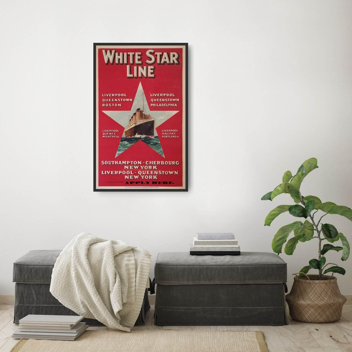 White Star Line - Liverpool to NYC | Original | PlakatKunst.com